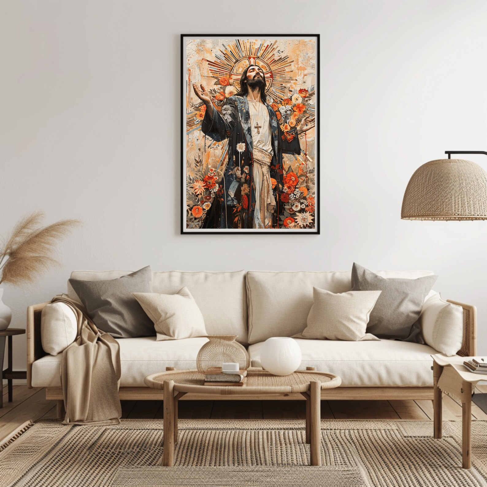 Chicano Divine Mercy Jesus Christ Painting, Printable Mexican American ...