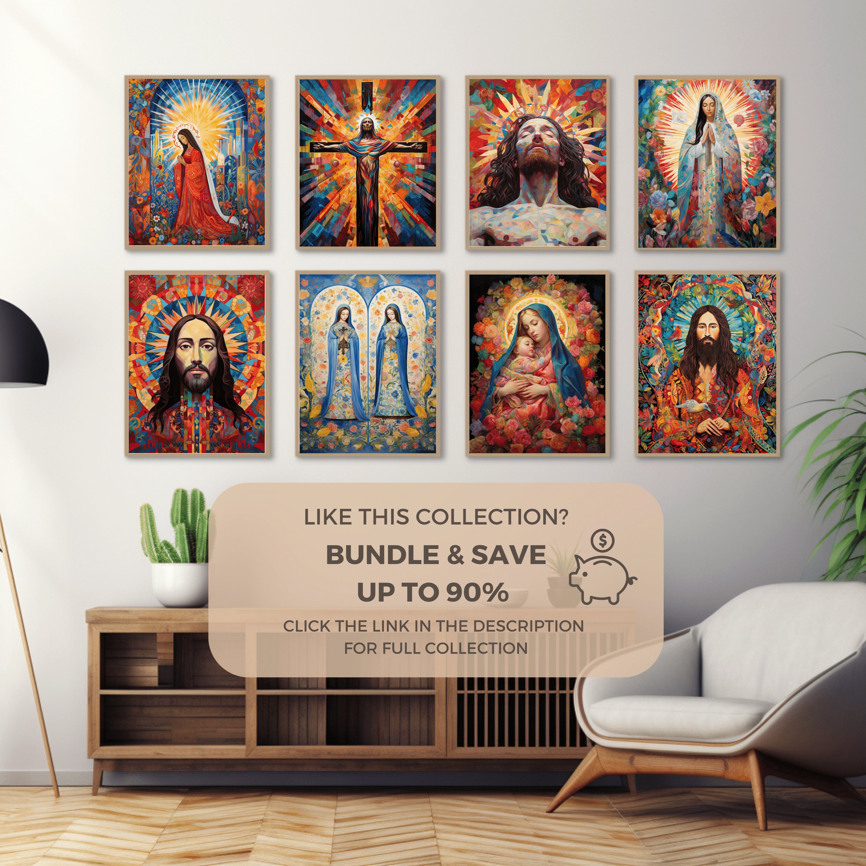 Eclectic Madonna Baby Jesus Christ Poster, Modern Christian Art, Our ...