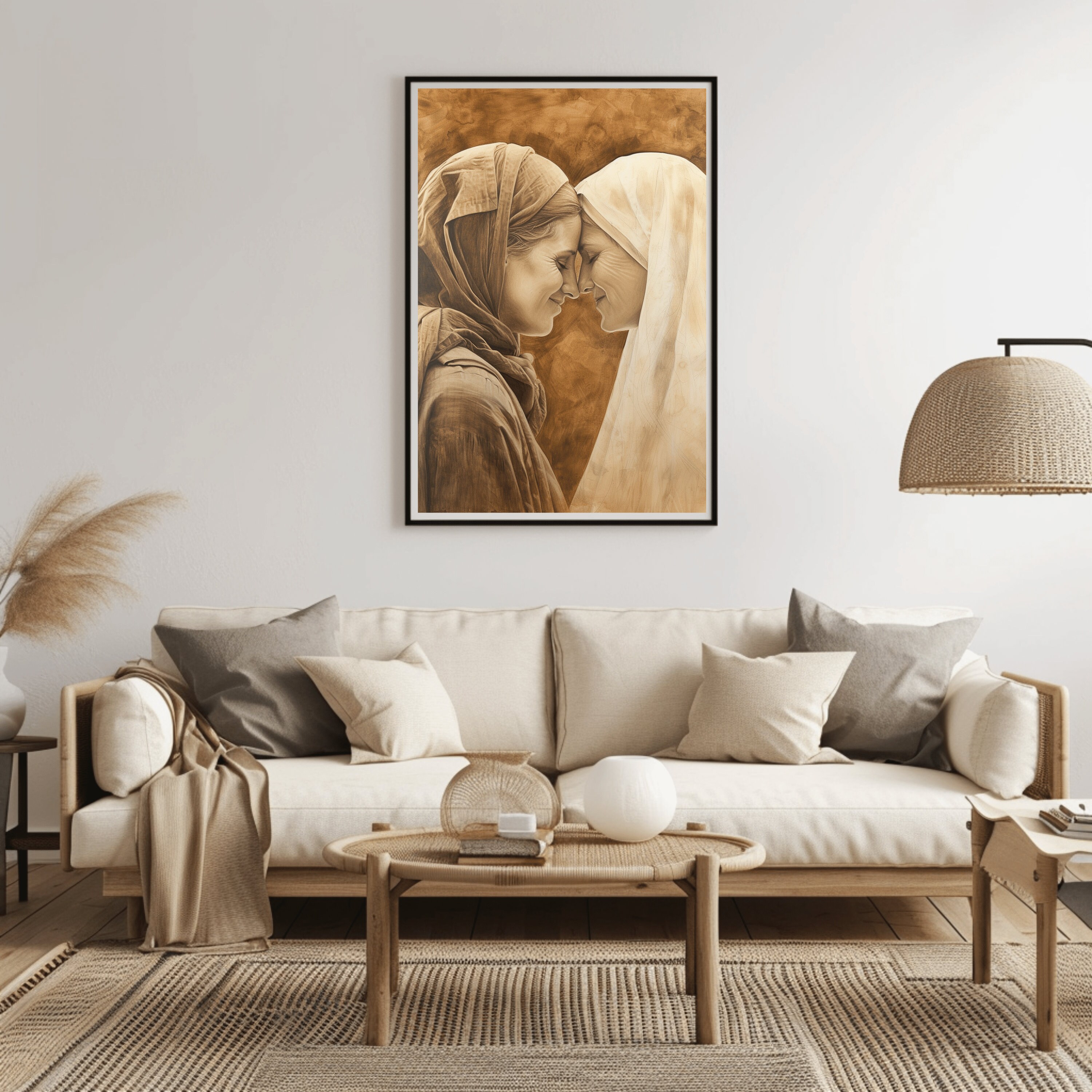 Virgin Mary and Cousin Elizabeth Poster, Joyful Biblical Narrative ...