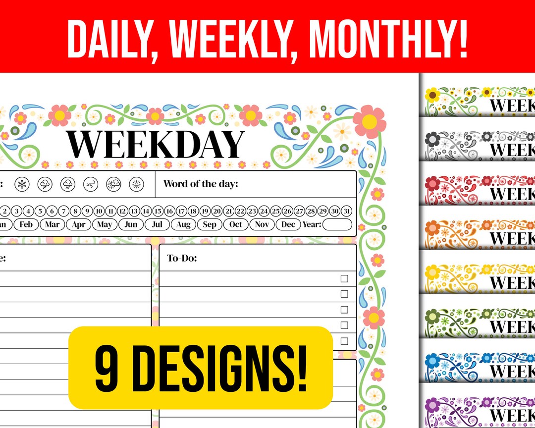 Vibrant Floral Printable Planner | Customizable Letter-sized Planner ...