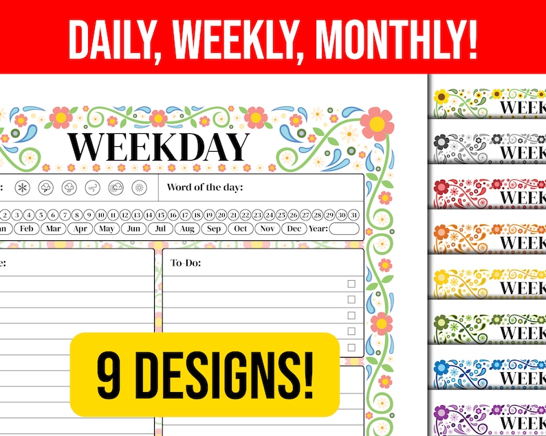 Vibrant Floral Printable Planner | Customizable Letter-sized Planner ...