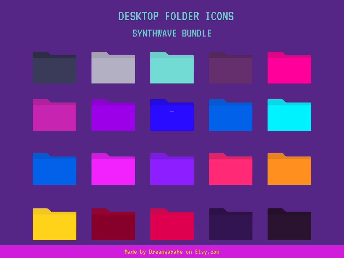 40 Synthwave Desktop Icons, Synthwave Aesthetic, Windows Folder Icons ...