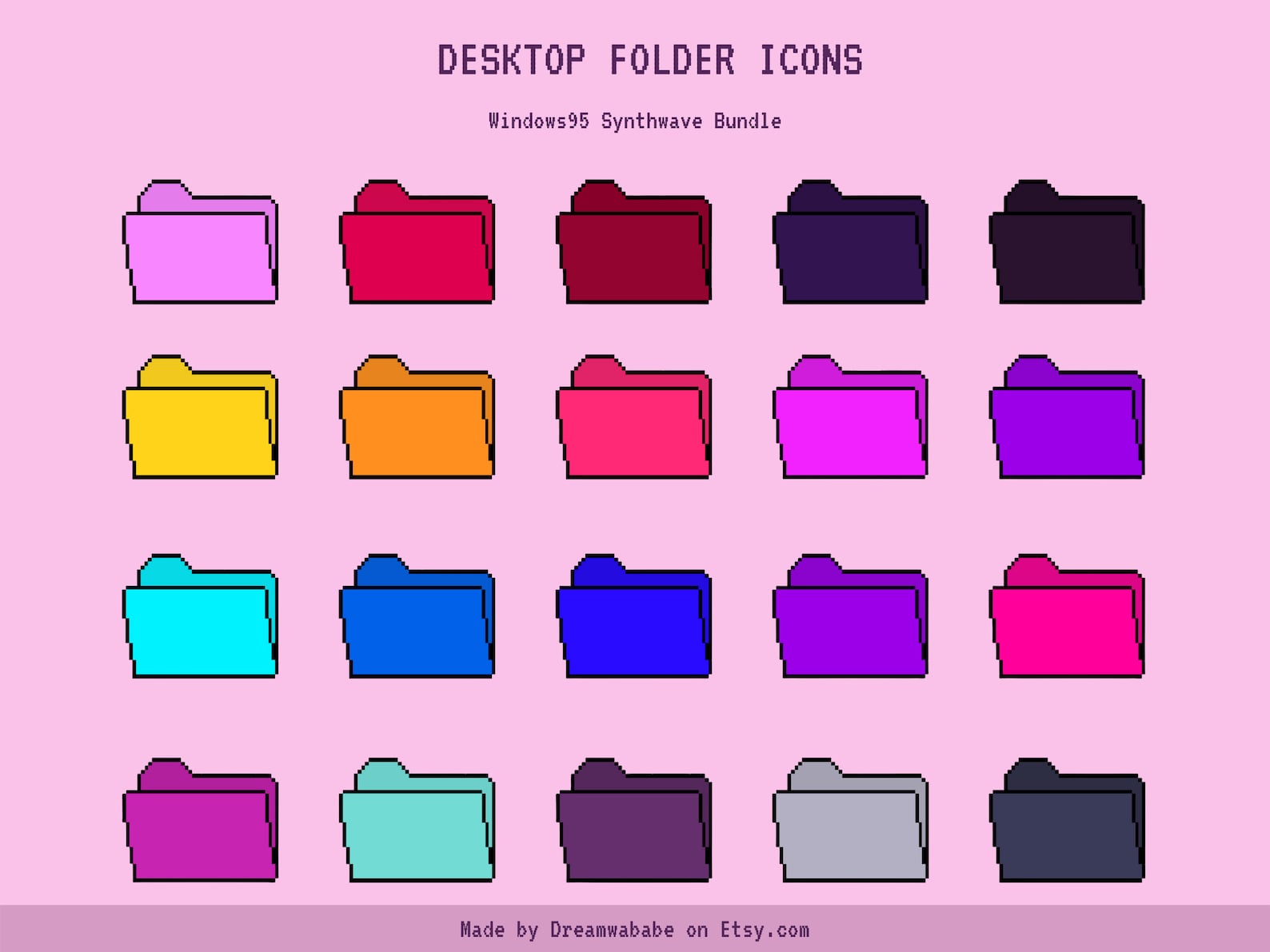 40 Synthwave Desktop Icons, Synthwave Aesthetic, Windows Folder Icons ...