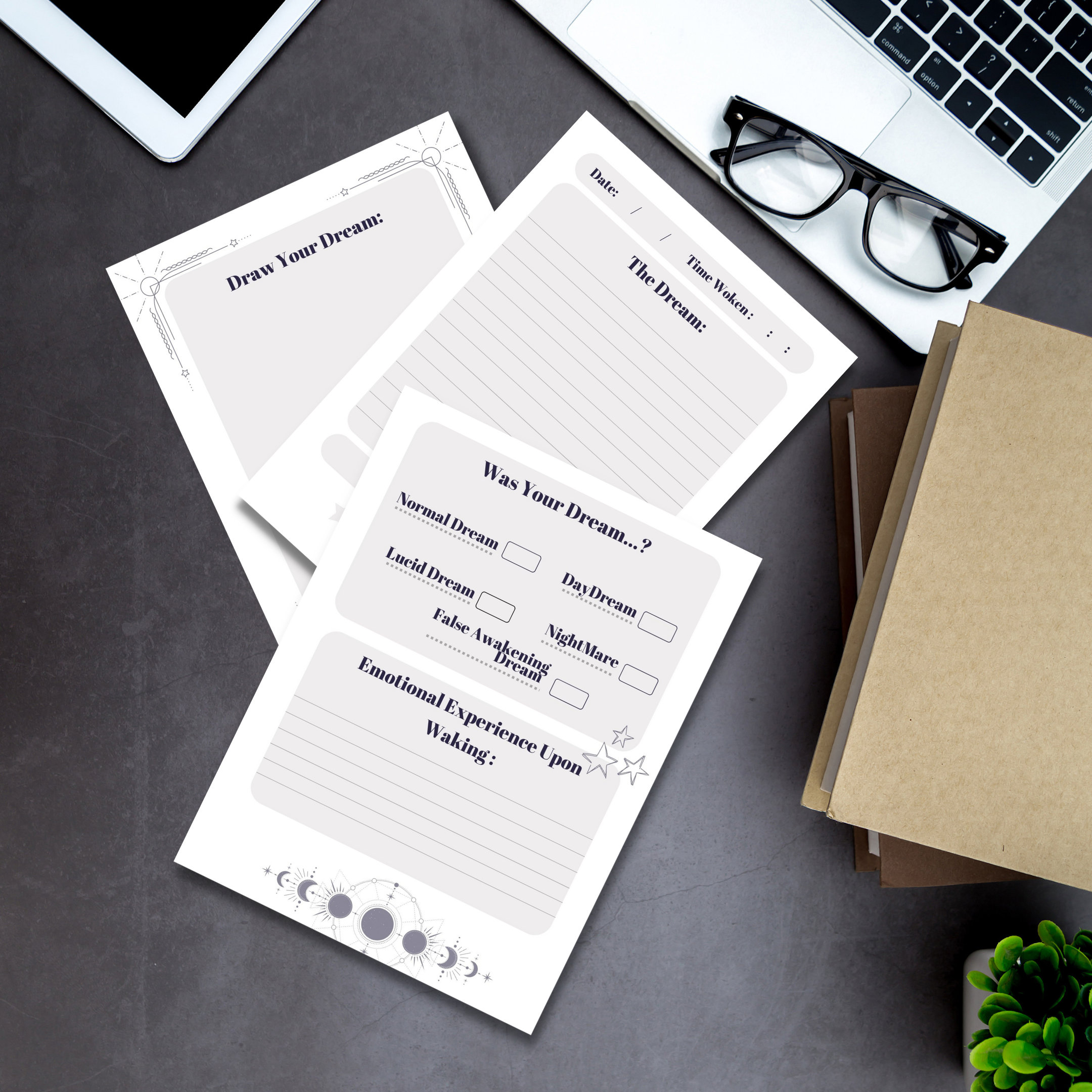 Daily Dream Journal Printable, Check in Template, Digital Appreciation ...