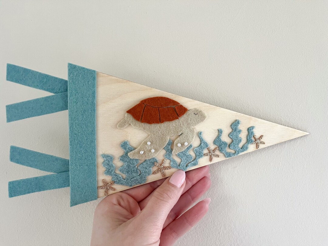 Sea Turtle Wooden Pennant Flag Kids Bedroom Decor Nursery Playroom ...