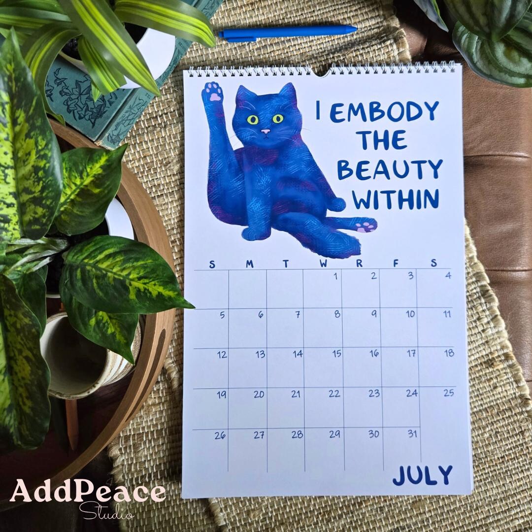 2026 Funny Cat Calendar With Motivational Affirmations - Etsy