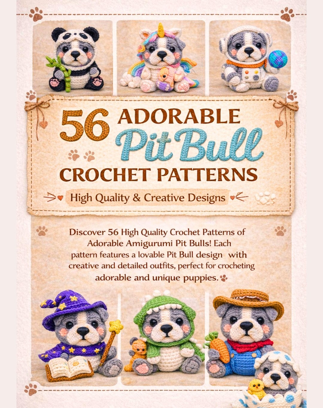 Pitbull Dog Pattern Crochets, Handmade Crochet Pitbull Plushies ...