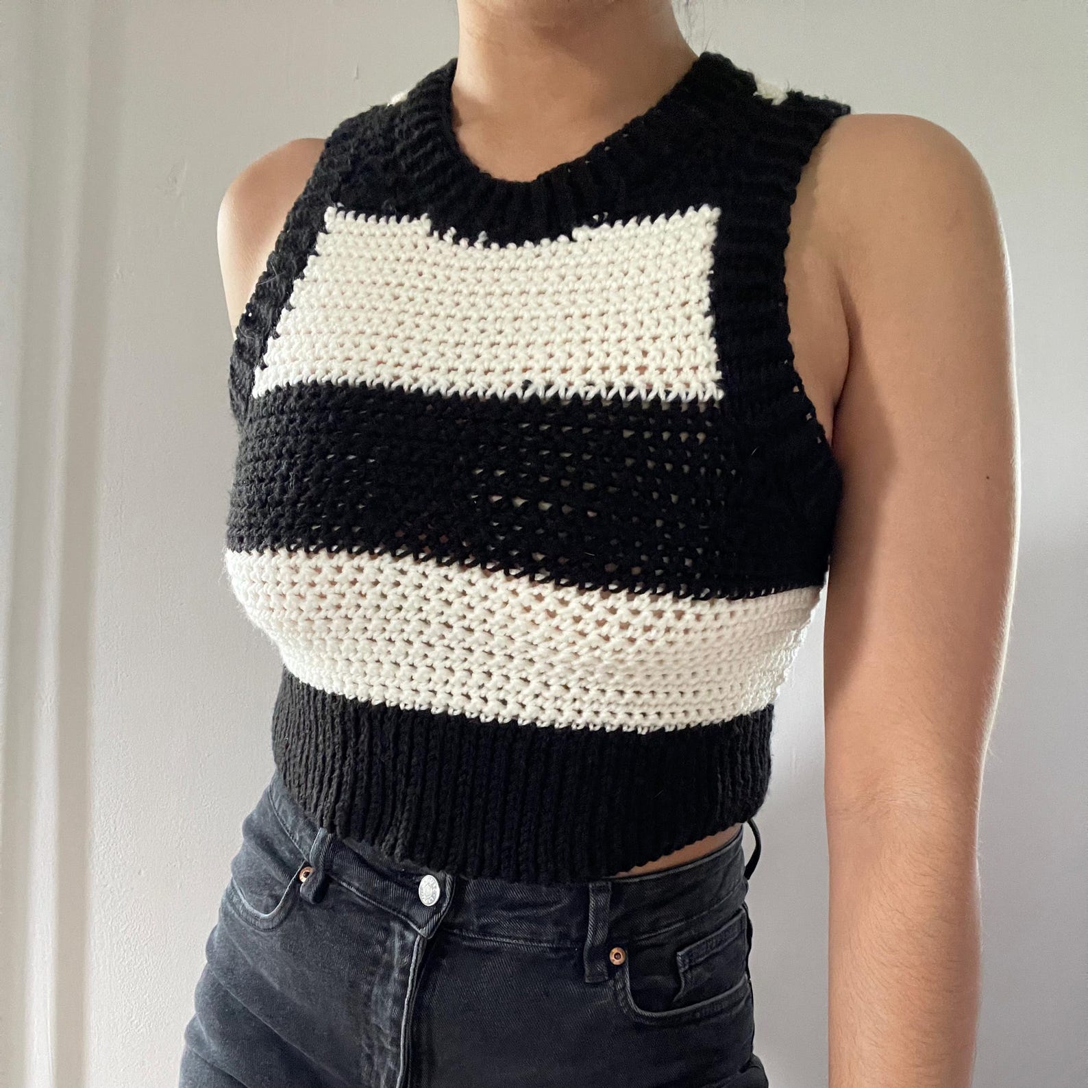 Cropped Crochet Stripe Vest Pattern - Etsy