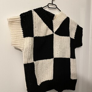 Wednesday Addams Inspired, Oversized Checkered Vest Crochet Pattern - Etsy