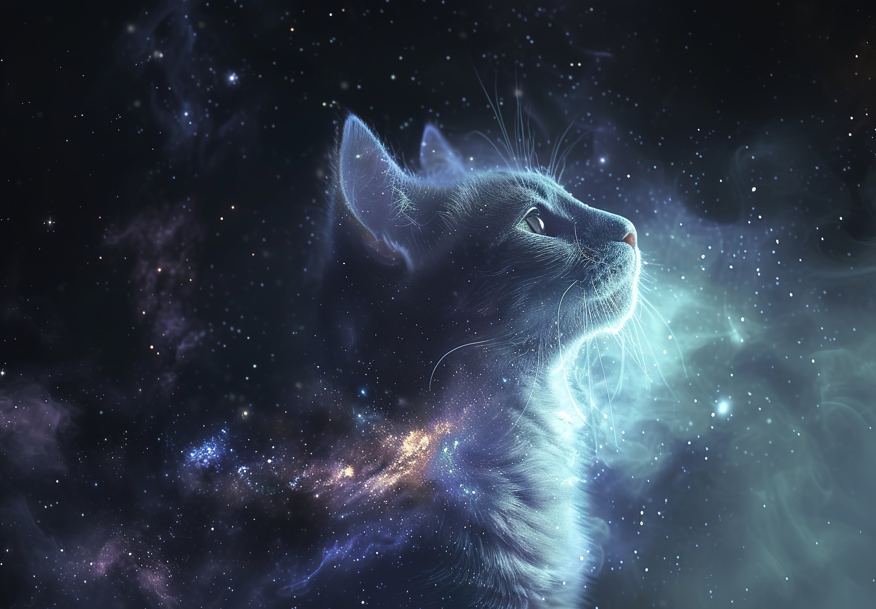 Cat, Stars, Galaxy, Magic - Etsy