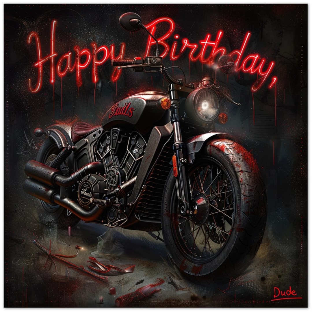 10 Birthday Cards, Happy Birthday Dude, Motorcycle, Biker - Etsy