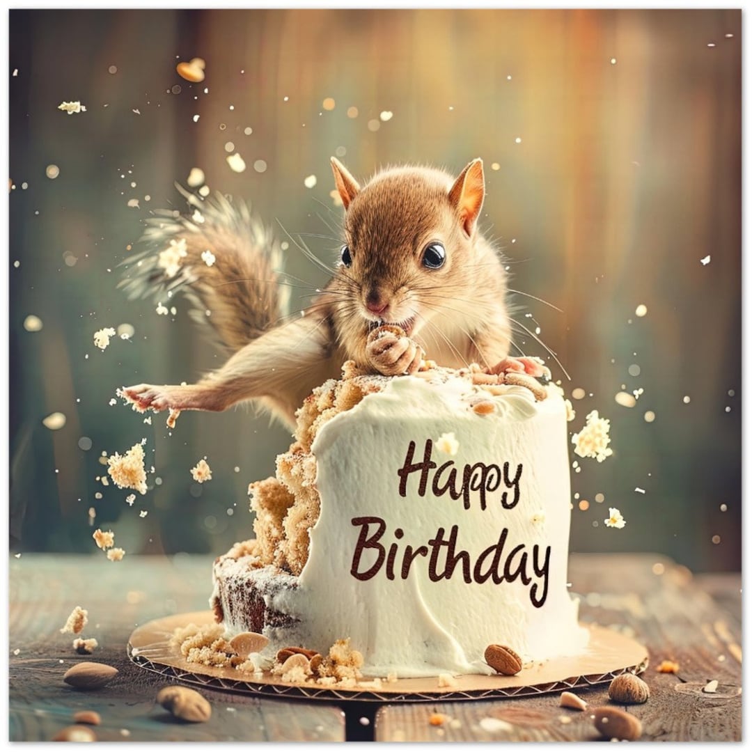 10 Cards, Birthday, Squirrel, Cake - Etsy