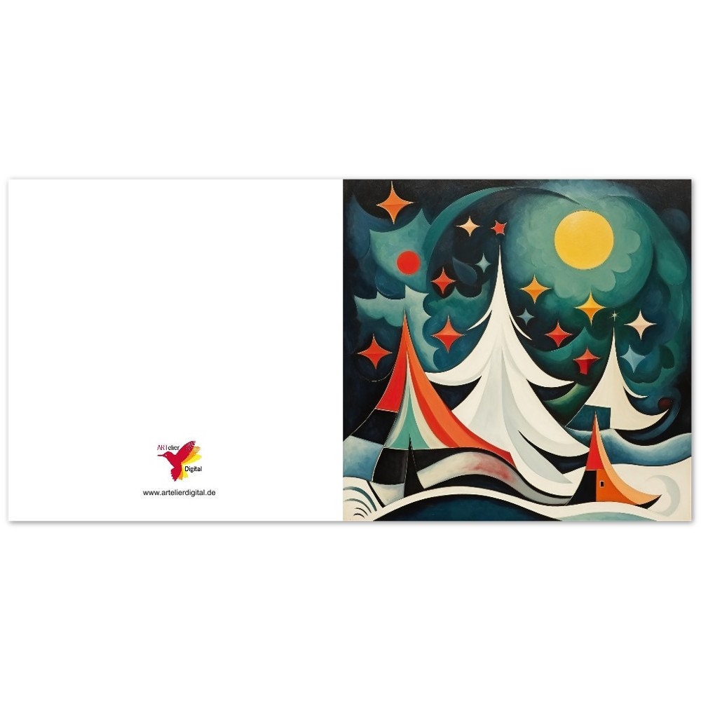 10 Christmas Cards Art Christmas Tree Set of 10 Greeting Cards standard ...