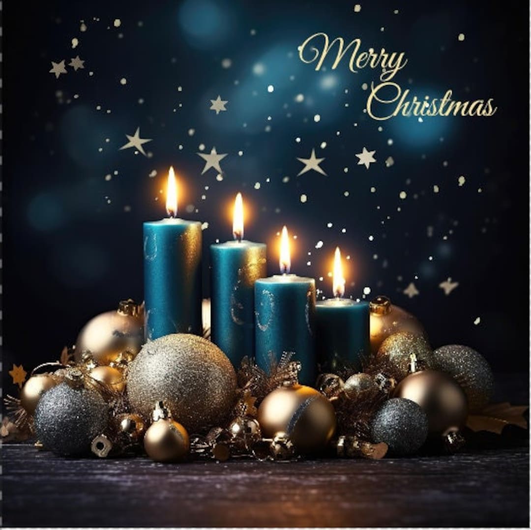 10 Christmas Cards, Candles, Advent Arrangement, Blue, Set of 10 ...
