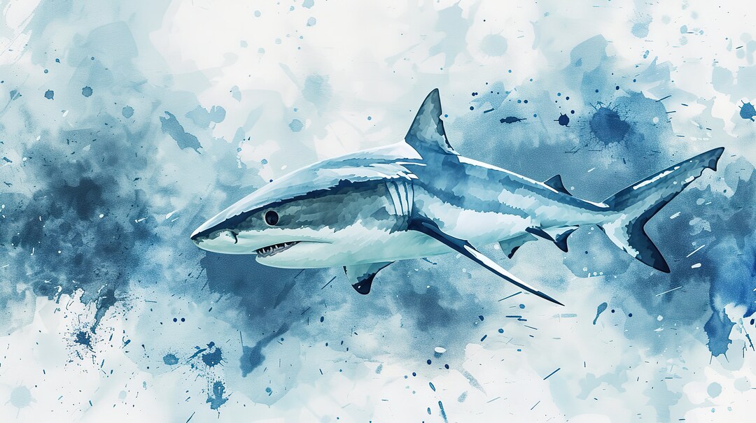 Shark, Watercolor - Etsy