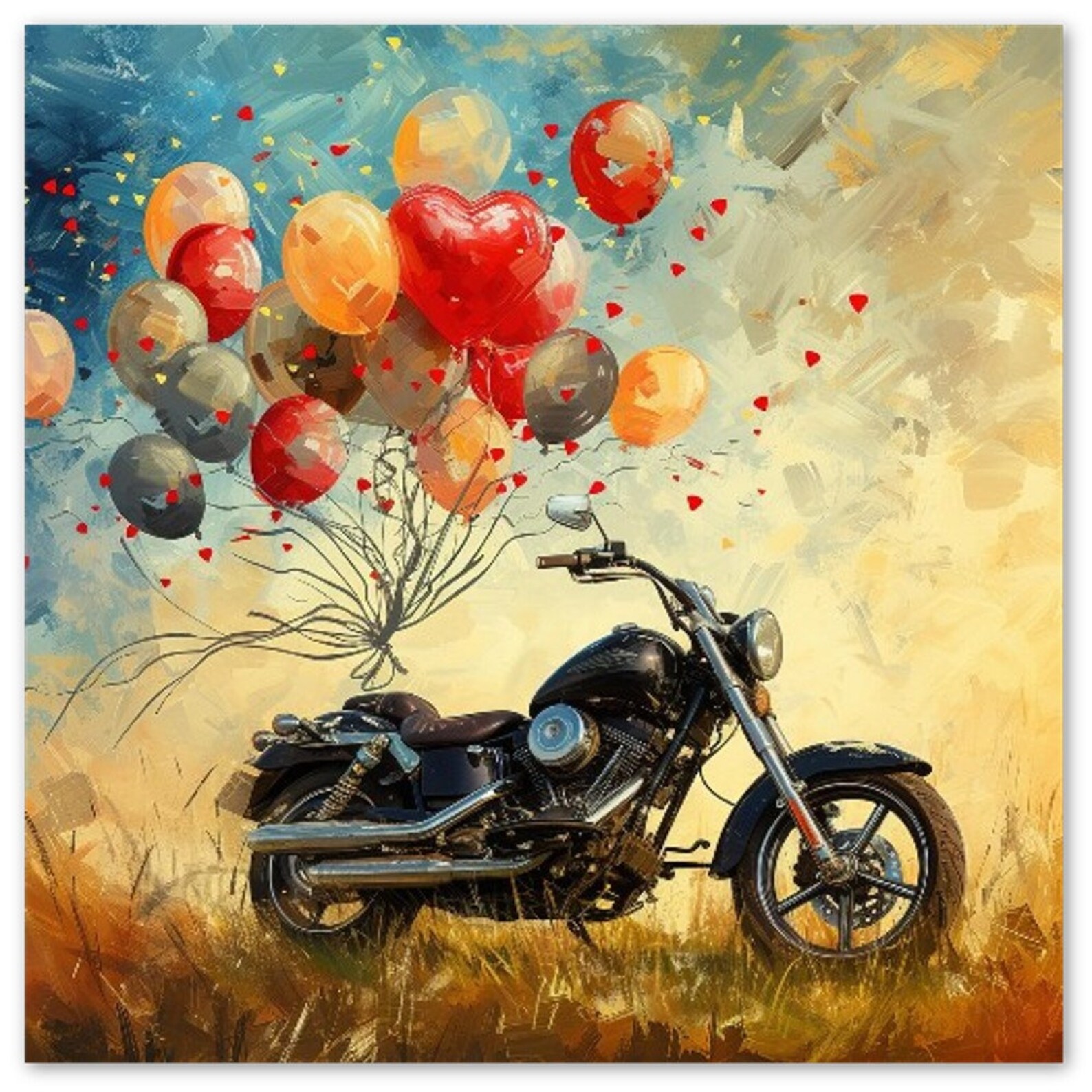 10 Motorcycle With Balloons Birthday Greeting Cards (with Standard ...