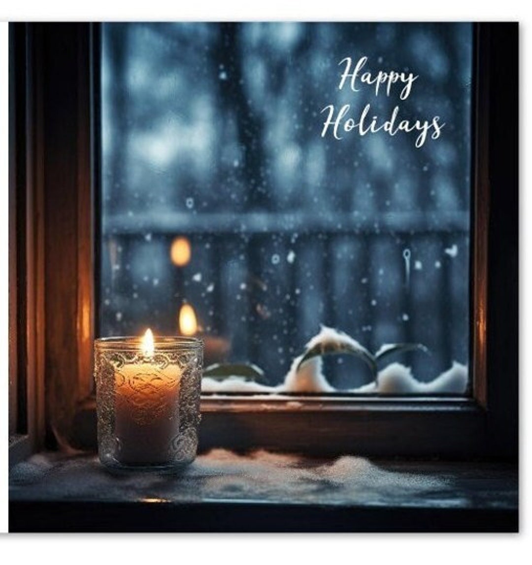 10 Cards, Winter, Window, Candle, Snow, Set of 10 Greeting Cards ...