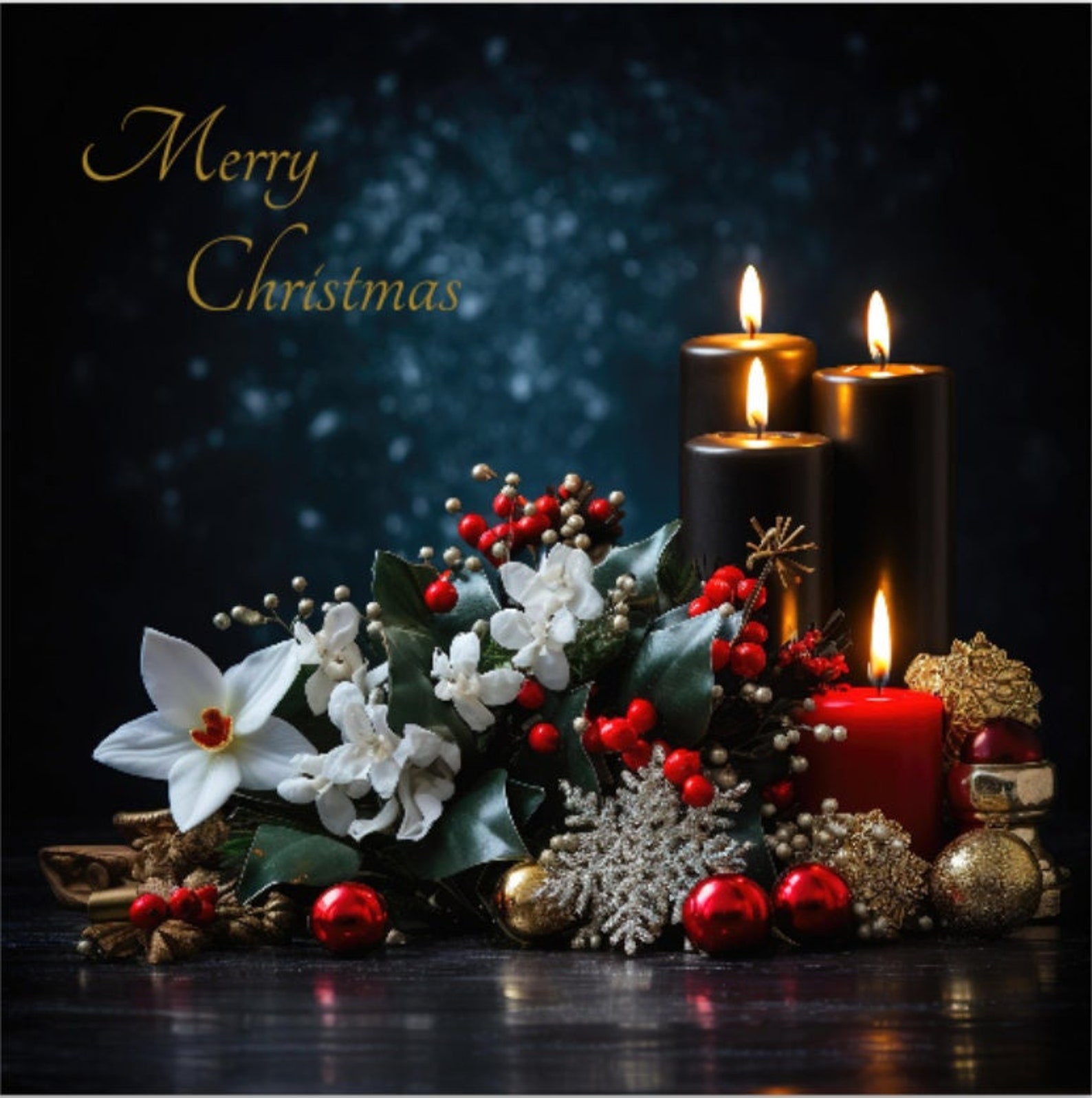 10 Christmas Cards, Arrangement, Candles, Set of 10 Greeting Cards ...