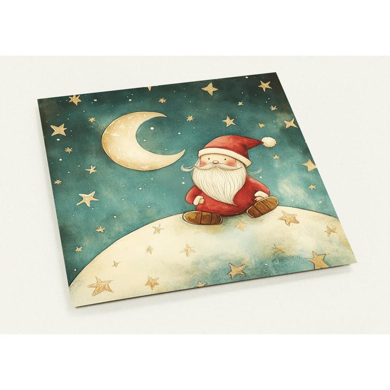 10 Postcards, Christmas, Santa Claus, Moon, Stars - Etsy