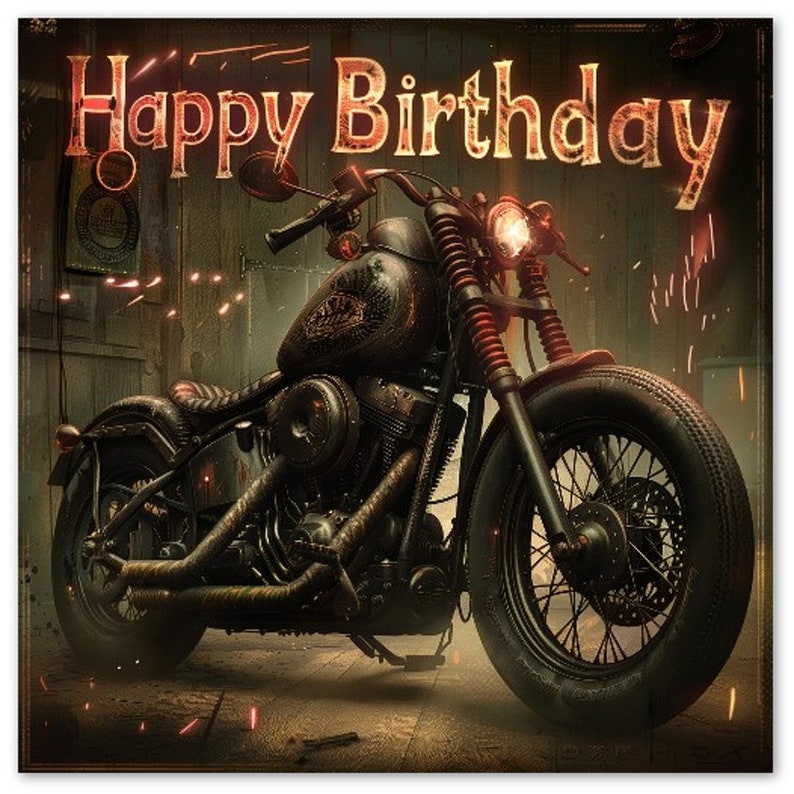 10 Cards Motorcycle, Happy Birthday, Chopper - Etsy