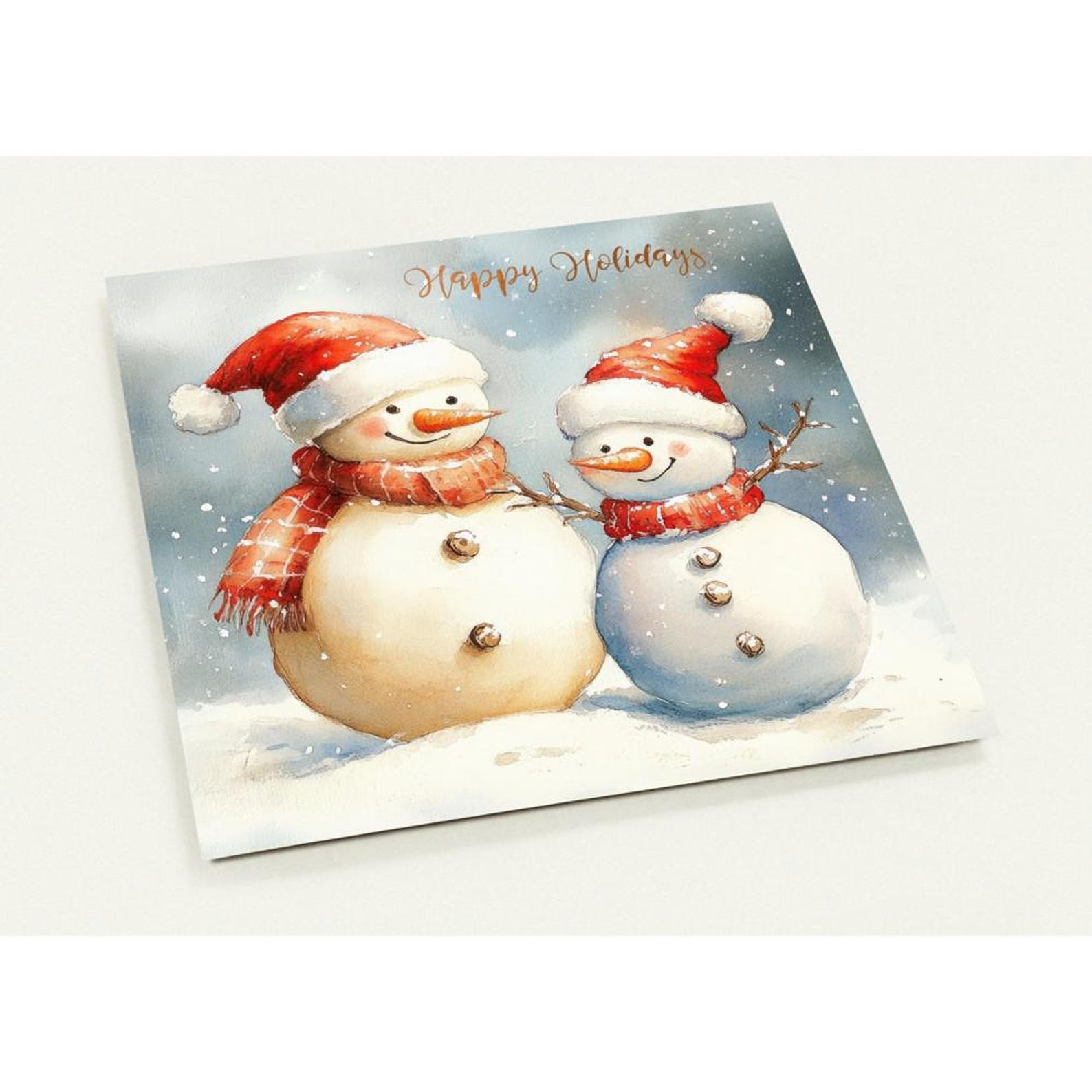 10 Postcards, Snowman Couple, Winter, Holidays, Foiled - Etsy
