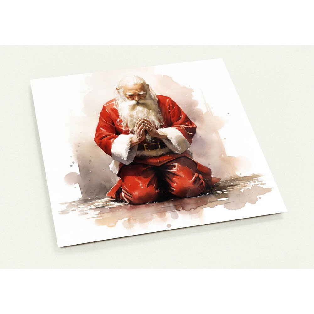 10 Christmas Cards, Kneeling Santa, Praying Santa, Set of 10 Postcards ...