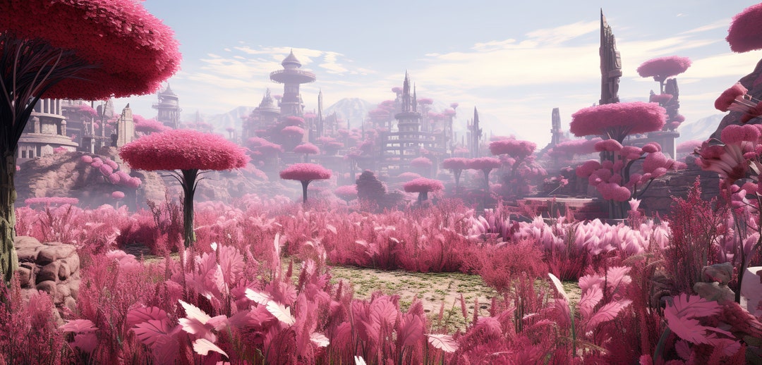 Pink Fantasy World, Fantasy, Magic, Digital - Etsy