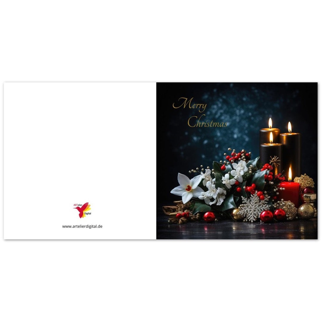 10 Christmas Cards Arrangement Candles Set of 10 Greeting - Etsy