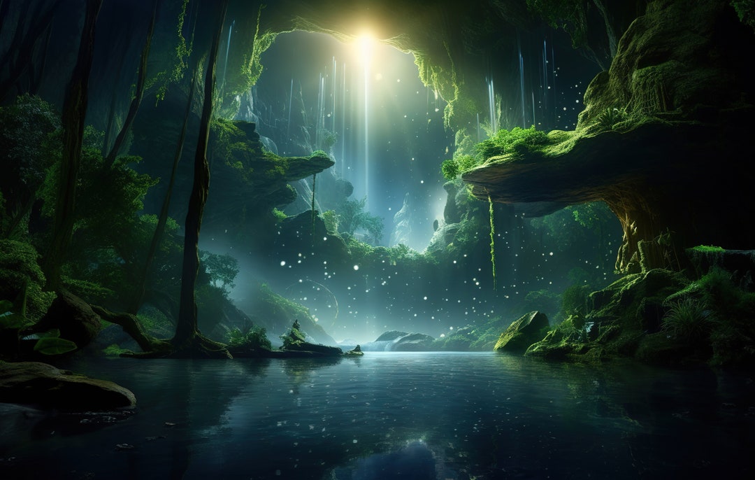 Underwater Cave, Clearing, Lake, Light, Digital - Etsy