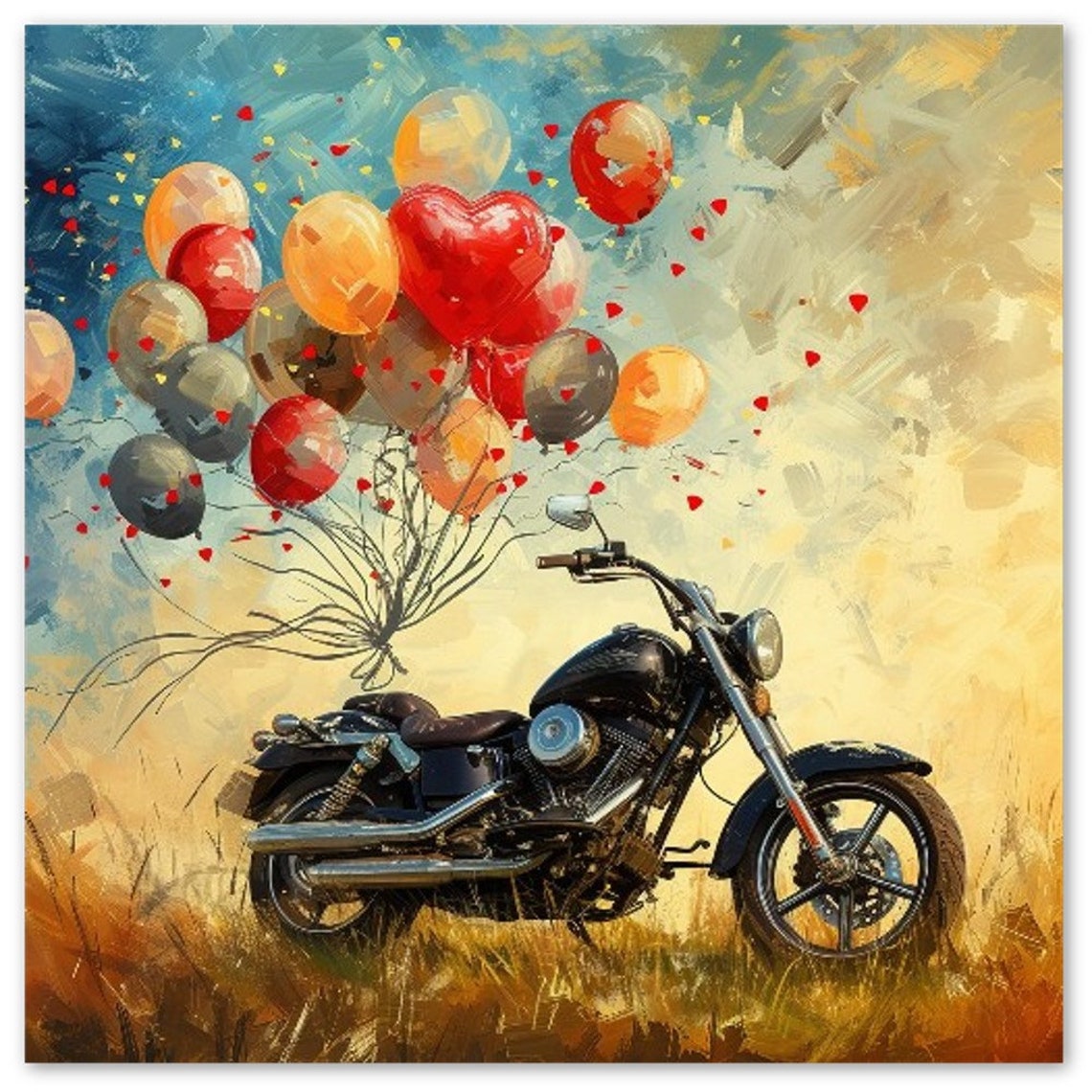 10 Motorcycle With Balloons Birthday Greeting Cards (with Standard ...