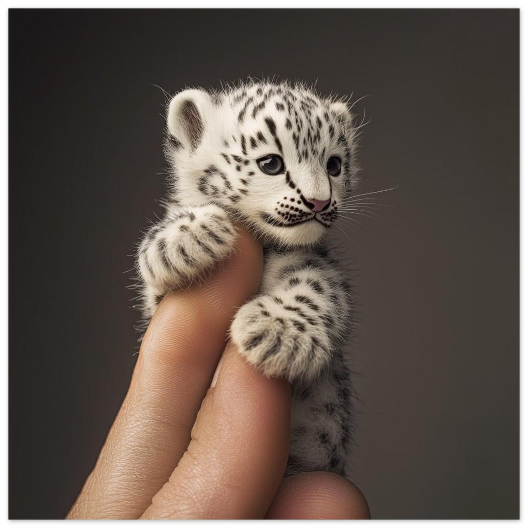 Art Print, Mini Snow Leopard, Kitten, Thumb Animal, Forex Square - Etsy