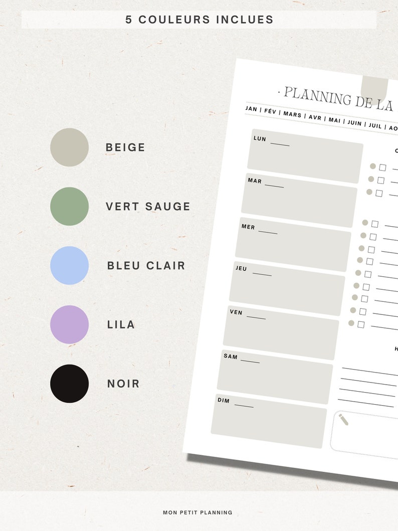 Planning hebdomadaire pour s'organiser au quotidien à imprimer avec ...