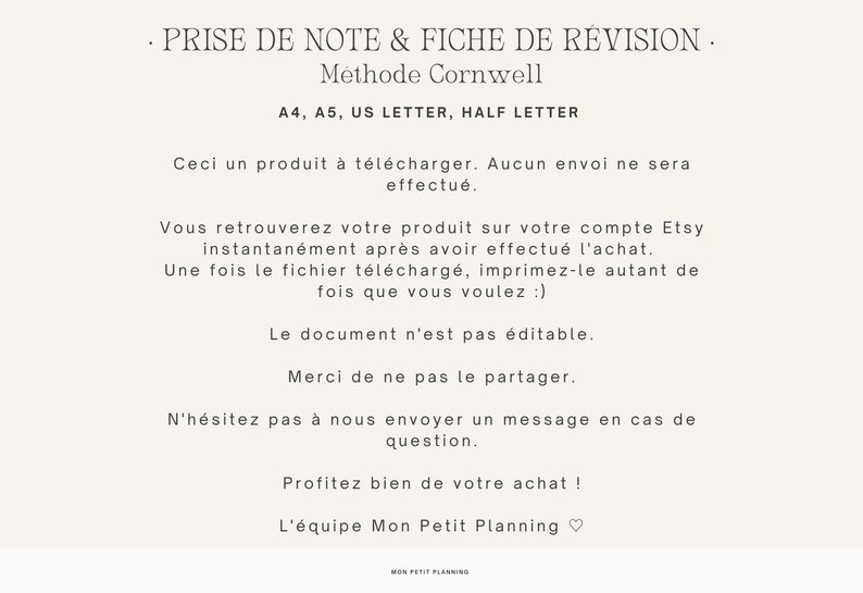 Cornwell Method Note Taking / Revision Sheets for Students ...