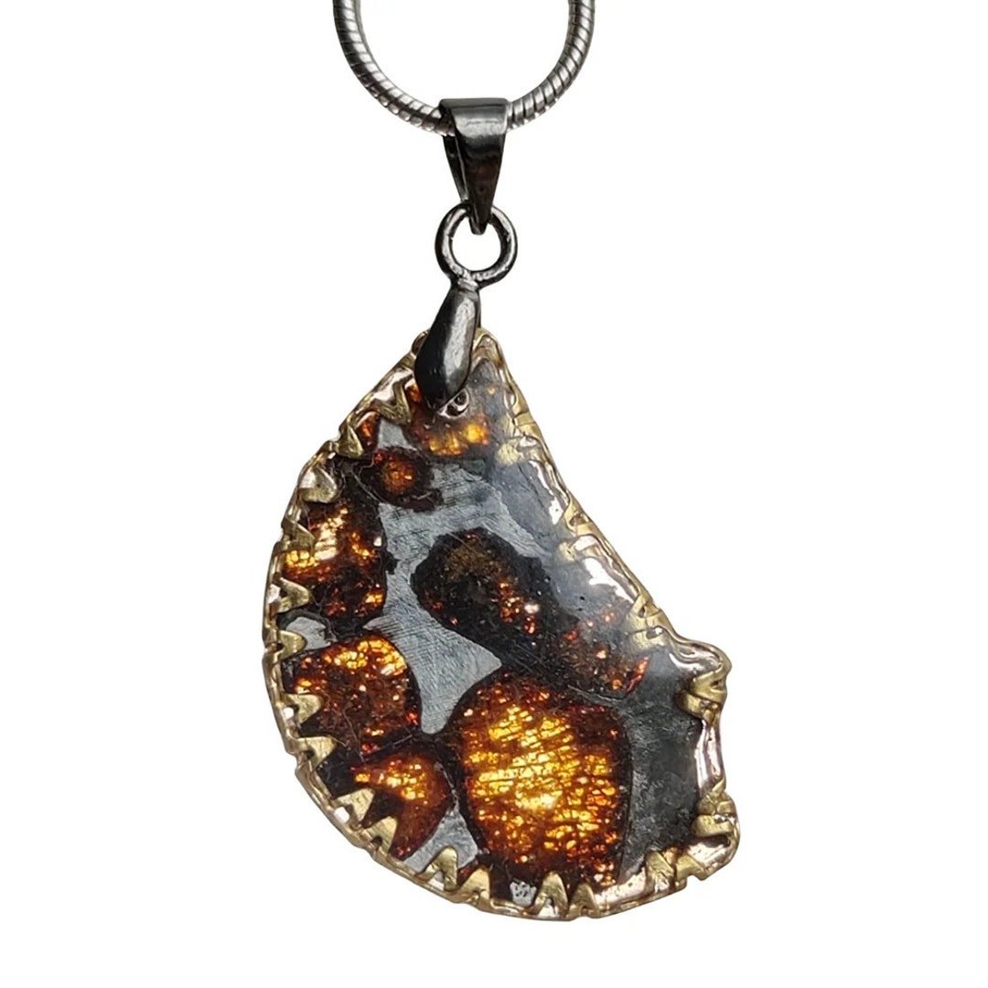 METEORITE, Brenham PALLASITE Meteorite Pendant High Quality Olive ...