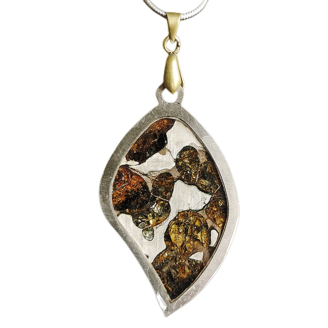 Brenham Pallasite Meteorite Pendant Meteorite Necklace Natural Olive ...