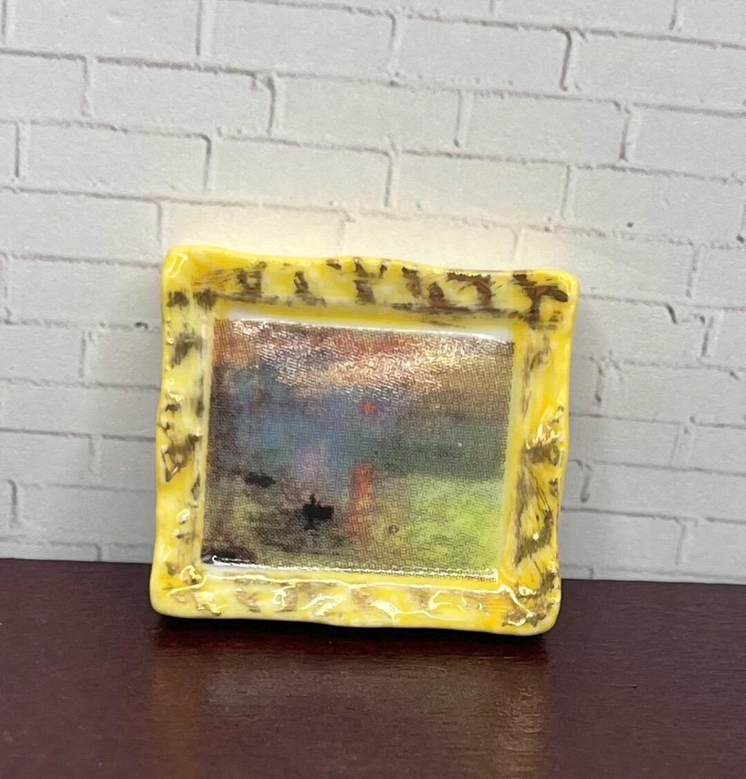 Tiny "rising Sun" Monet Porcelain Feve: Golden Framed Art Replica - Etsy