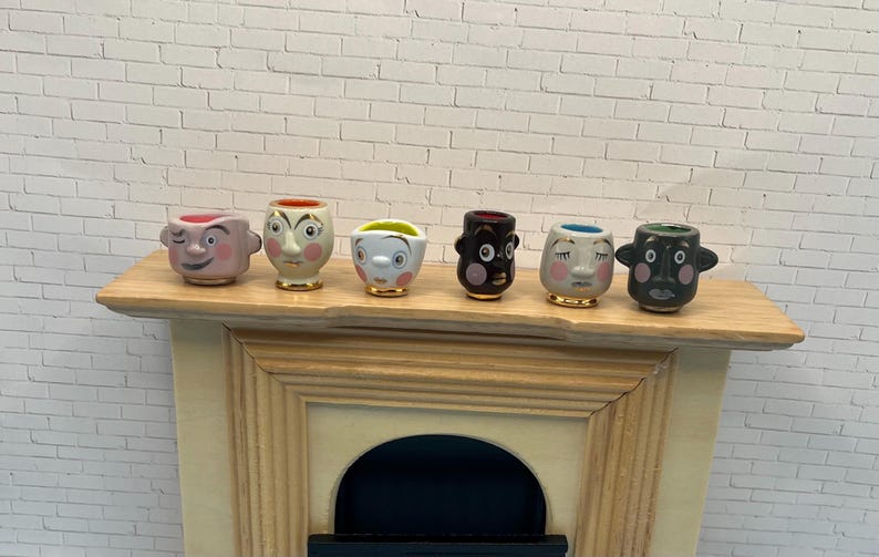 Tiny Vases With Faces: Cups Jars Mugs Winking Smiling Facial ...