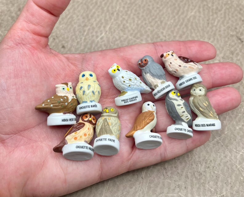 Tiny Owls: Barnyard Owlets Birds Matte Finish Hand Painted Porcelain ...