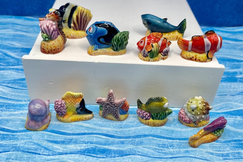 Tiny Pixar Finding Nemo Set: 12 Piece Fish Characters Vintage Porcelain ...