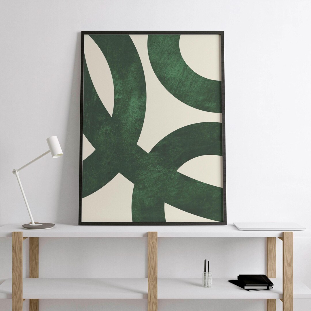 Modern Abstract Green Beige Wall Art Poster, Circles - Etsy