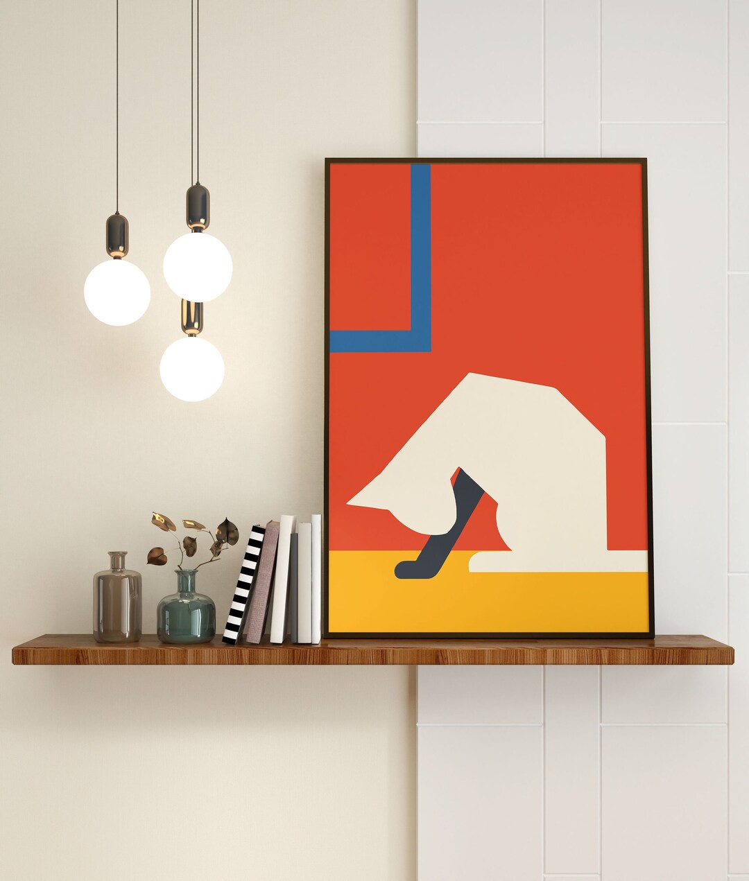 Minimalist Cat Art Print: White Cat on Red (digital Download) - Etsy