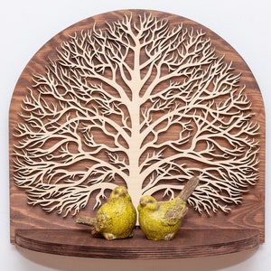 Wal Hanging Shelf, TREE OF LIFE Planter, Wall Art Decor Shelf, Wooden ...