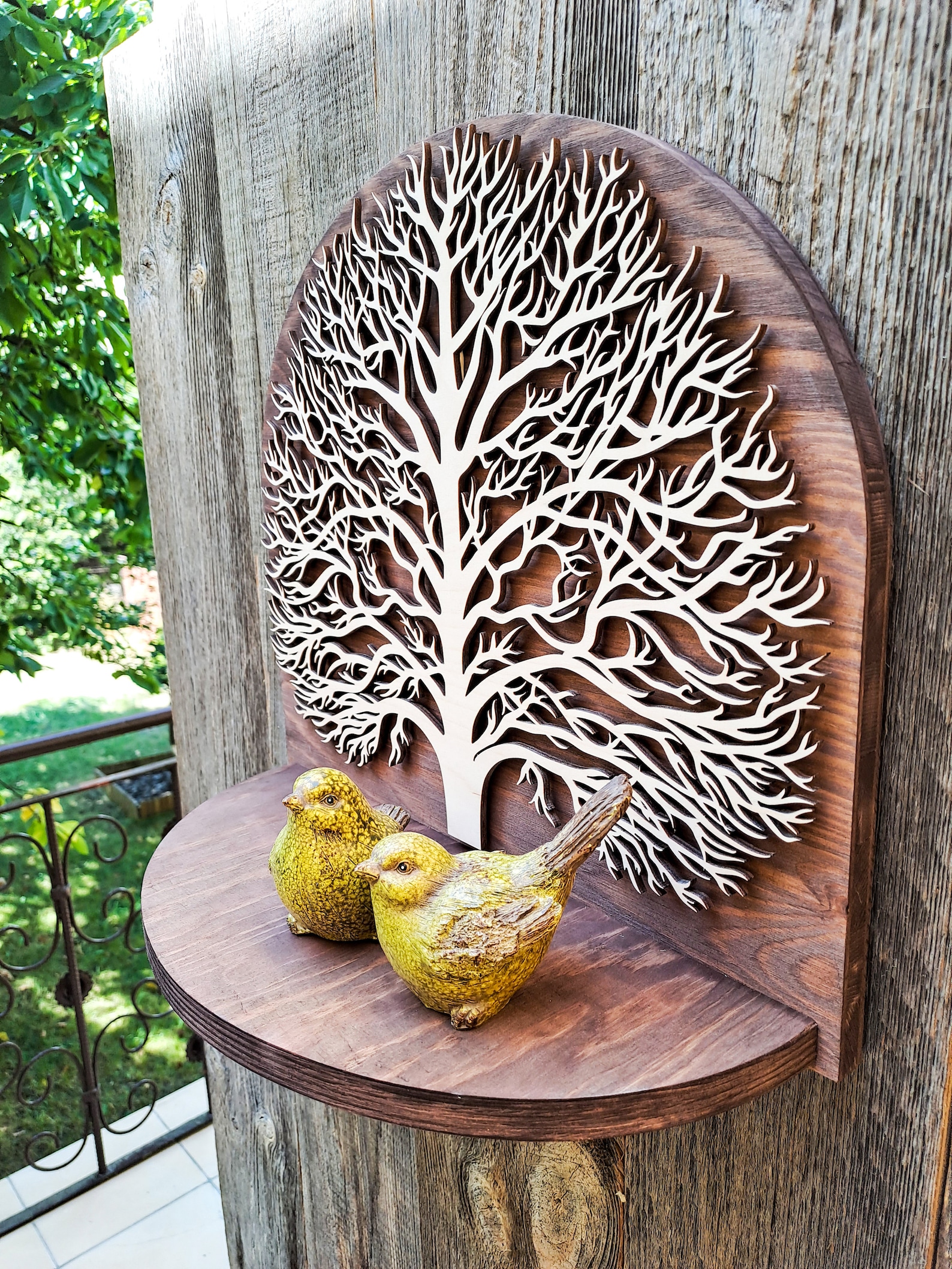 Wal Hanging Shelf, TREE OF LIFE Planter, Wall Art Decor Shelf, Wooden ...