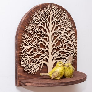Wal Hanging Shelf, TREE OF LIFE Planter, Wall Art Decor Shelf, Wooden ...