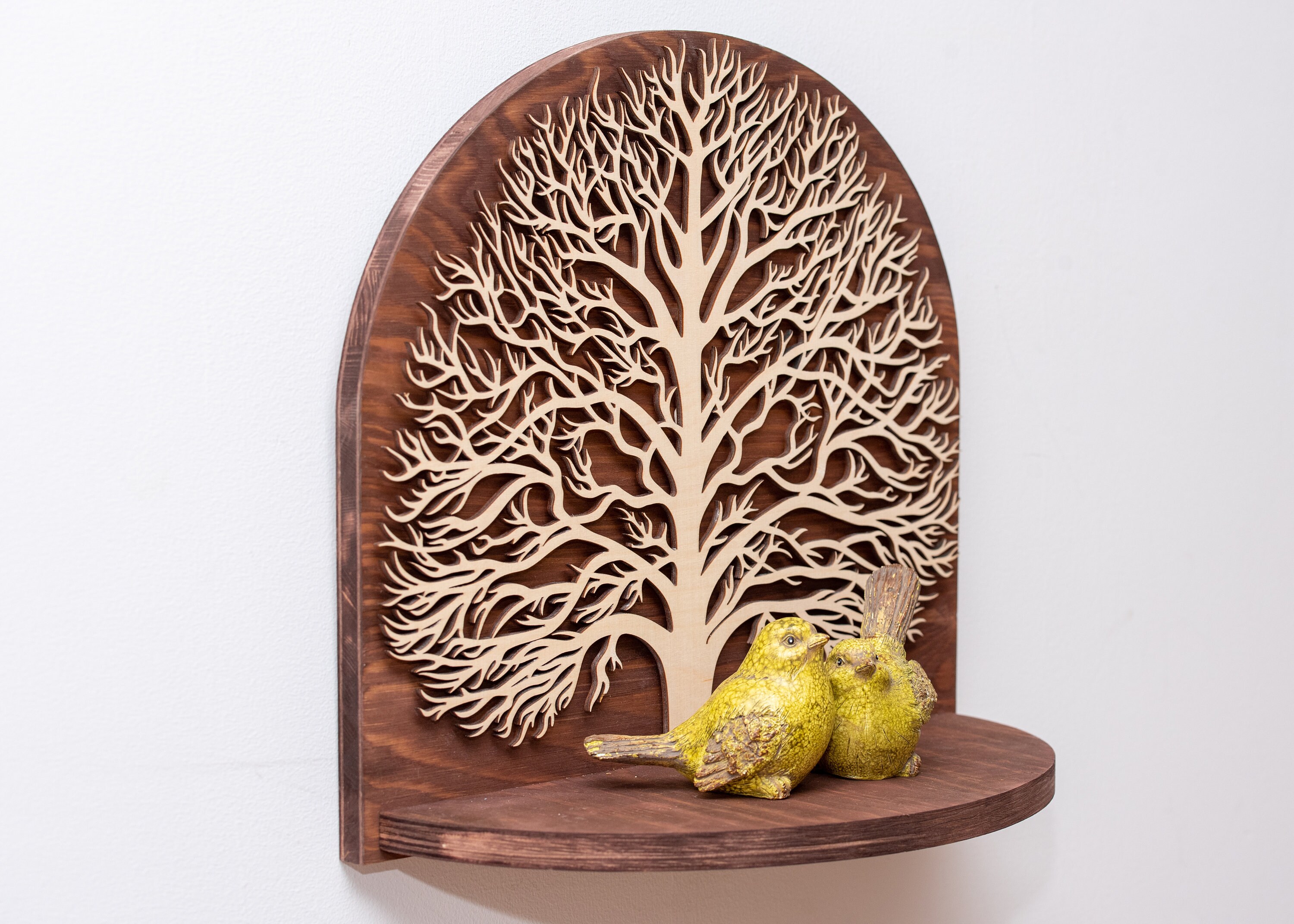 Wal Hanging Shelf, TREE OF LIFE Planter, Wall Art Decor Shelf, Wooden ...