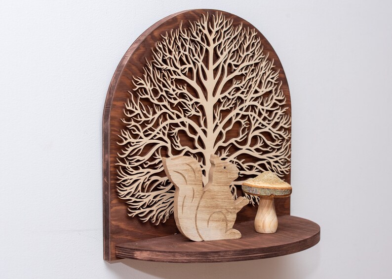 Wal Hanging Shelf, TREE OF LIFE Planter, Wall Art Decor Shelf, Wooden ...