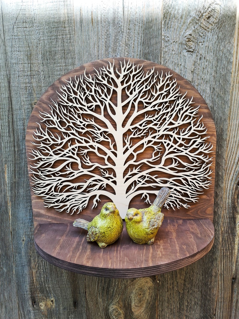 Wal Hanging Shelf, TREE OF LIFE Planter, Wall Art Decor Shelf, Wooden ...