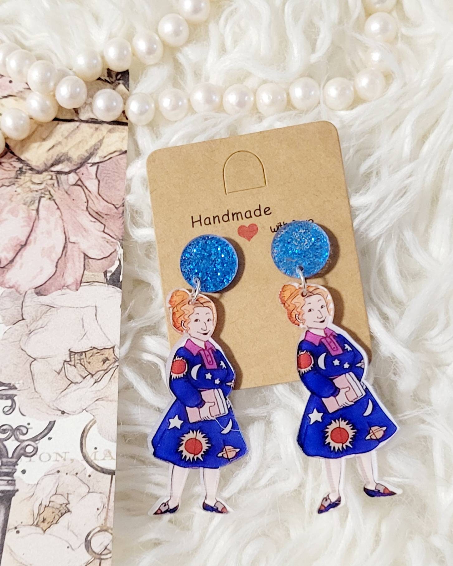 Magic School Bus Earrings to the Bus Miss Frizzle Earrings - Etsy