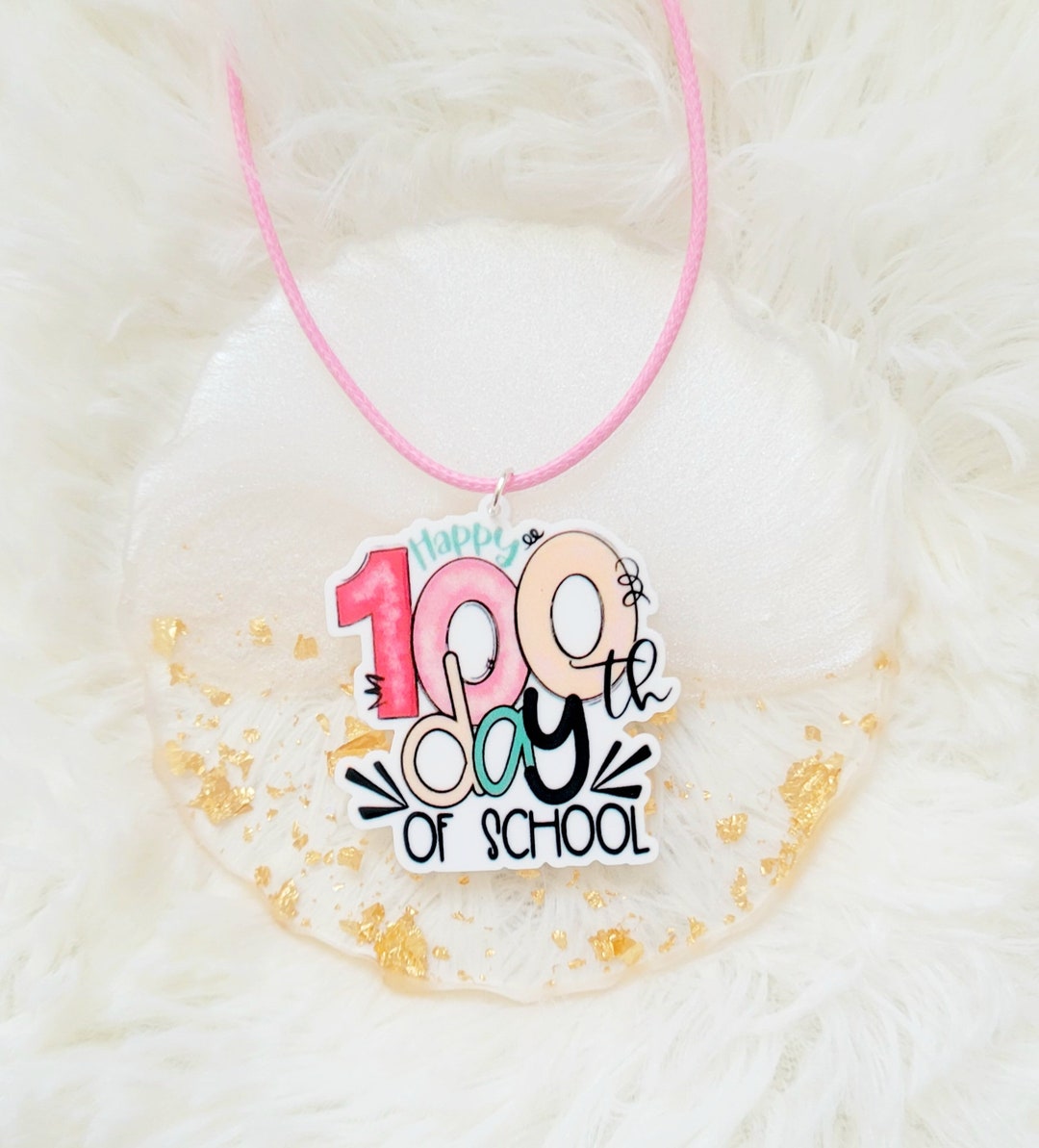 Happy 100th Day of School Necklace, Back to School Necklace, Teacher ...