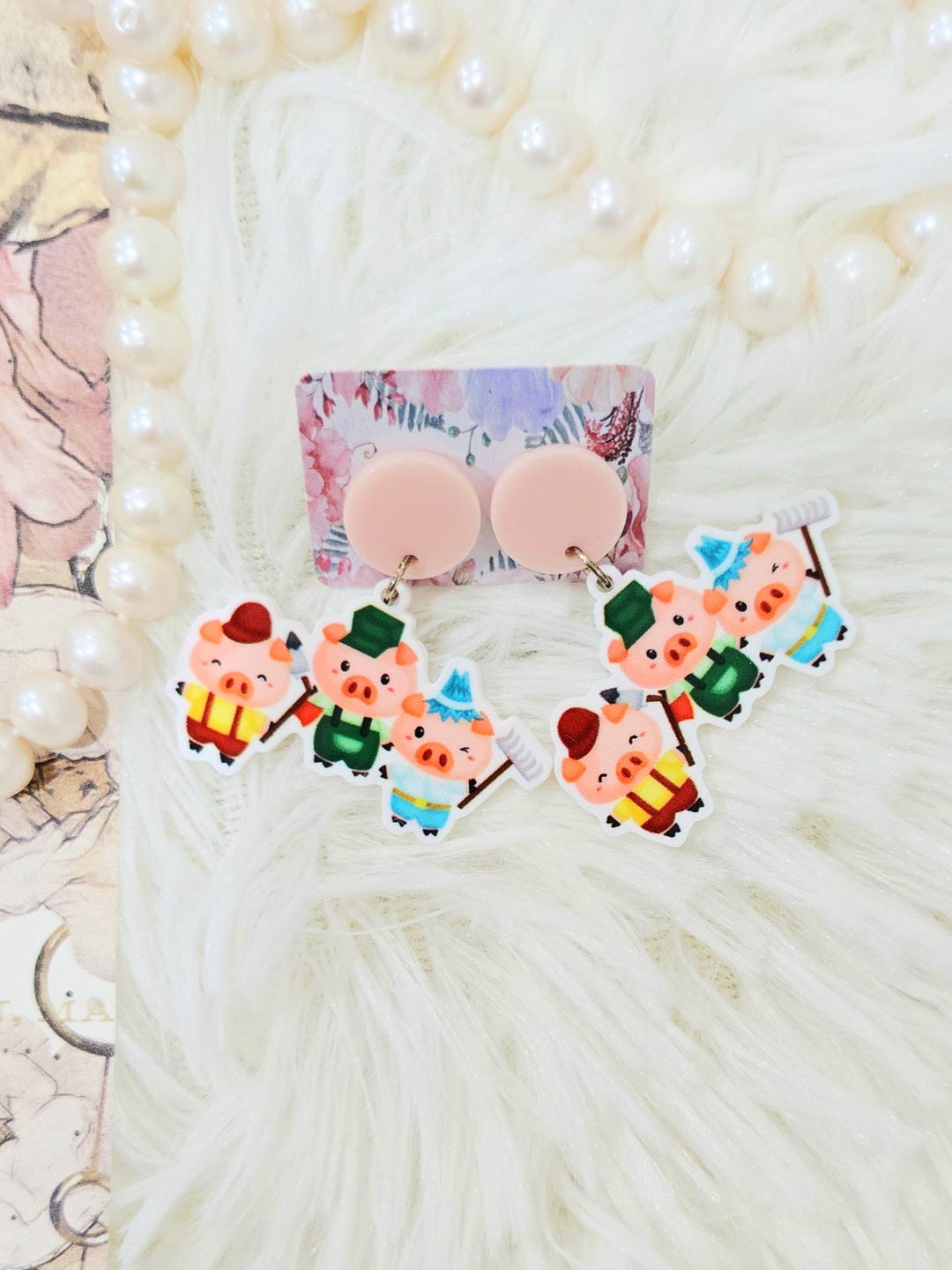 Three Little Pigs Earrings, Book Character Earrings, Librarian Earrings ...